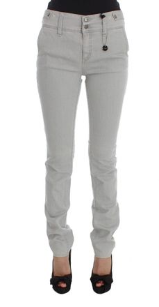 Costume National Womens Pants Gray Cotton Blend Super Slim Fit Jeans