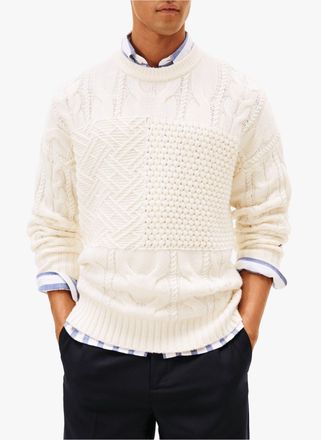 Tommy Hilfiger Pull motifs tricot&eacute;s en laine m&eacute;lang&eacute;e