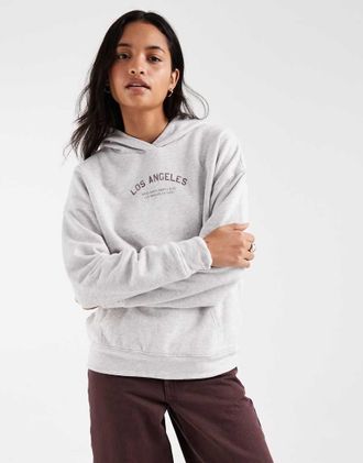 Hollister hoodie oversize &agrave; motif LA gris-Blanc
