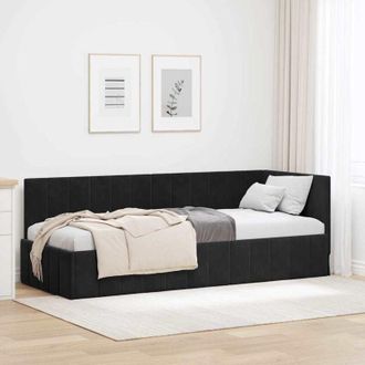 vidaXL Cadre de lit dangle avec t&ecirc;te de lit Noir 80 x 200 cm Velours vidaXL