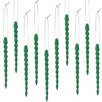Boao 30 St&uuml;ck Kunststoff-Eiszapfen Weihnachtsschmuck Dekoration f&uuml;r Weihnachtsbaum, Urlaub, Xmas Party, Hochzeit - H&auml;ngend (Dunkelgr&uuml;n, 15 cm)