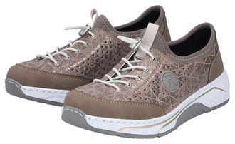 Rieker Slip-On Sneaker RIEKER, Damen, Gr. 36, beige, taupe, Lederimitat, Textil, metallic, Schuhe, Slipper, Freizeitsneaker, Halbschuh in Metallic-Optik