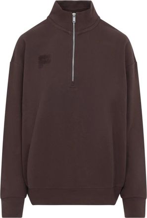 PANGAIA Pangaia, unisex, Sweatshirts et sweats &agrave; capuche, Brun, Taille: XS Half Zip SweaT-shirt
