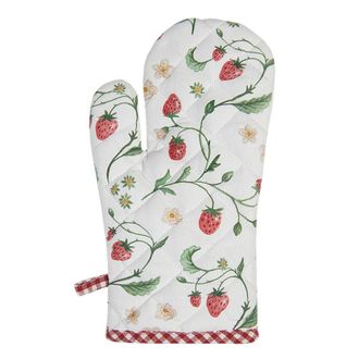Clayre & Eef WIS44 Ofenhandschuh K&uuml;chenhandschuh Erdbeere Strawberry Rot Weiss 18 x30 cm