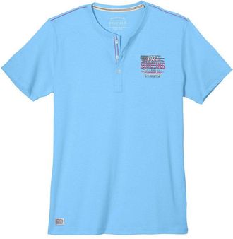 Redfield Rundhalsshirt T-Shirt mit Knopfleiste in Herren-Übergrößen von Redfield, hellblau