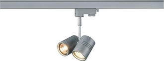 SLV 3-Phasen Strahler BIMA 2, 2-flammig, 2x GU10 max. 50W, inkl. Adapter, Silbergrau