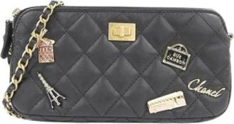 Chanel Pre-owned Portefeuille &agrave; cha&icirc;ne/bandouli&egrave;re 84214 - Femme - Pre-owned - Noir - Taille: ONE Size