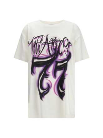 The Attico Womens T-Shirt White-Multicolour Cotton T-Shirts & Jerseys White/multicolour