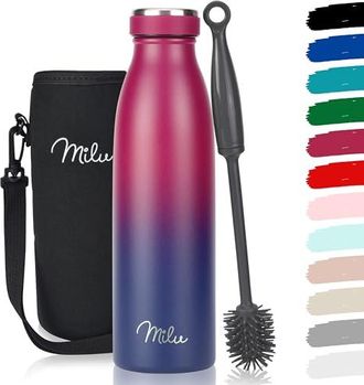 Milu Bouteille deau en Acier Inoxydable - Double paroi isol&eacute;e sous vide - Bouche Standard Gourde - 350ml 500ml / 750ml / 1000ml/ 1.5l - sans BPA - Thermo G