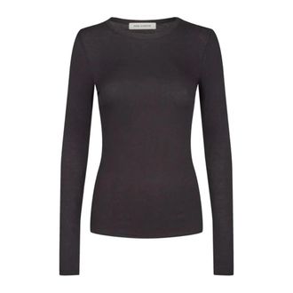 Sofie Schnoor Schwarze Langarmbluse mit Figurbetonter Passform - - Tops - Damen - Schwarzk - XL