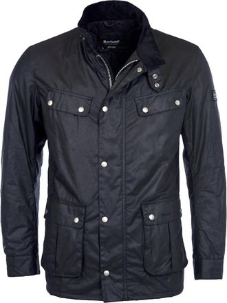 Barbour Wachsjacke Duke im Biker-Look mit Label-Aufnäher in
