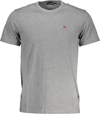 Napapijri Kurzarm Logo Print T-Shirt Grau - - Tops - Herren - Grau - S