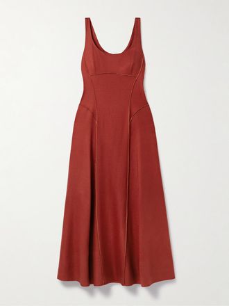 Adam Lippes Shay Midikleid Aus Canvas Mit Stretch-anteil - Rot