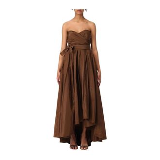 Pinko Pinko, Femme, Robes, Brun, Taille: 34 FR Élégante robe portefeuille en taffetas