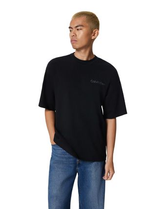 Calvin Klein Herren T-Shirt Kurzarm Crew Neck Wide Fit, Schwarz (Black), XL