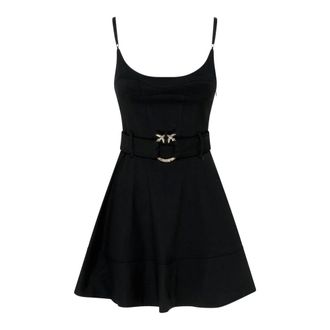 Pinko Pinko, Femme, Robes, Noir, Taille: 42 FR Robe Noire avec Ceinture Logo