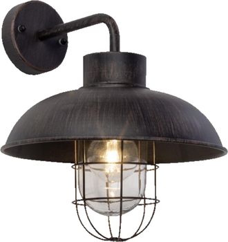 Lightbox Au&szlig;en Wandlampe | 29 x 24 cm | spritzwassergesch&uuml;tzte Outdoor Wandleuchte (1 x E27 max. 60 W) | h&auml;ngende Vintage Lampe als Haust&uuml;rbeleuchtung |aus Met