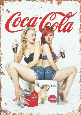 Generic Coca Cola Vintage Wandwerbung Retro Metallschild Schild Küche Drink Pop UK 2 Mädchen (Größe S A5 (200 x 150 mm)