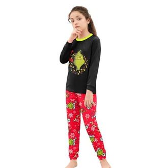 Generic Le Grinch Pyjama Noel Famille De Grinch Homme Costume Chaud Et Doux Couple Ensembles Enfant Femme The Bebe Coton Deguisement Ensemble Adulte Noël Garc