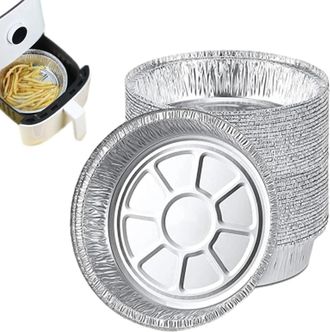 Generic Untersetzer F&uuml;r Airfryer Korb | 50 St&uuml;ck Aluminiumfolie Tablett | &Ouml;lbest&auml;ndige Runde Airfryer Kochplatte Untersetzer - Geeignet F&uuml;r Backgeschirr Mikro