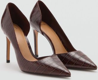 Mango Asymmetrischer Schuh mit Krokodil-Effektabsatz schokolade - Damen - 35 - MANGO