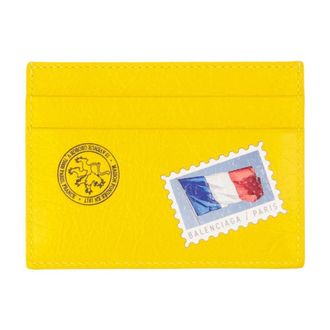 Balenciaga Unisex Cash Card Holder Leather Yellow Lambskin Accessories Card-holder