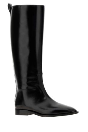 Jil Sander Womens Black Leather Lune Boots 001 Stivali