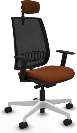 Piqueras y Crespo Ergonomischer Stuhl f&uuml;r Zuhause Alares mit 1D-Armlehnen, h&ouml;henverstellbare Lendenwirbelst&uuml;tze und h&ouml;henverstellbares Kopfteil, Schwarz / Braun