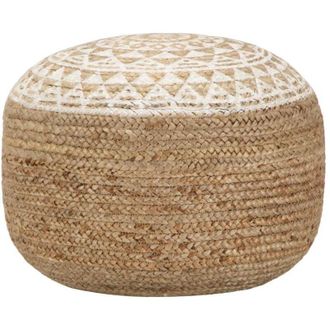 vidaXL vidaXL Handgefertigter Pouf aus wei&szlig;em Jute 45x30 cm