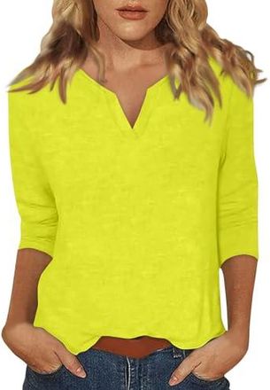 Generic Tunique Plage,Tenue Cyclisme Haut De Couleur Unie &Agrave; Manches 3/4 Et Col Rond V+ pour Femmes Haut Femme Chic Elegant Tenue Indienne Tee Shirt Grossesse 