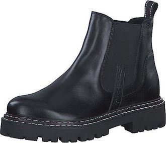 Marco Tozzi Bottines Chelsea en cuir pour femme à talon bloc, Noir/blanc, 40 EU