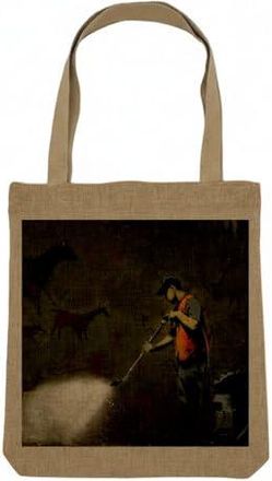 Fabulous Sac Shopping Tote Bag Aspect Lin - Banksy Whitewashing Lascaux Peinture Rupestre Grotte - Sac de Courses Toile Epaisse 360g Beige Naturel Cabas Port&eacute; 
