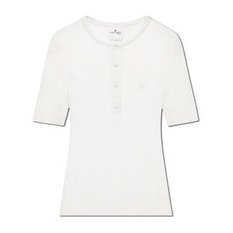 Courr&egrave;ges Heritage Rippstrick-Oberteil - - Tops - Damen - Wei&szlig; - M