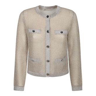 Tory Burch Femme, Pulls, Beige, Taille: 42 FR Kendra Mesh Cardigan