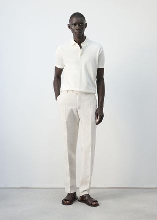 Mango Pantalon 100 % lin regular fit &eacute;cru - Homme - 38 - MANGO MAN