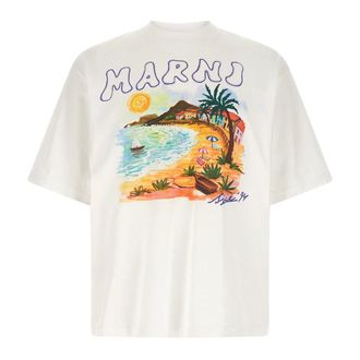 Marni Homme, Tops, Blanc, Taille: S Cotton Jersey T-shirt