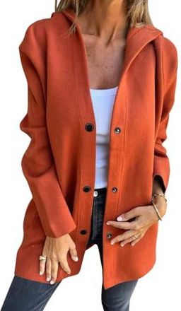 TOMWELL Sweat à Capuche Longue Femme Manches Longues Rétro Casual Outwear Chaud Jacket Sweatshirts Veste Automne Hiver Couleur Unie Trench Coat Manteau A Marr