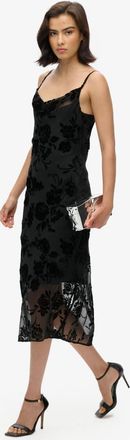 Superdry Robe nuisette mi-longue en dévoré à col bénitier - Noir fleuri