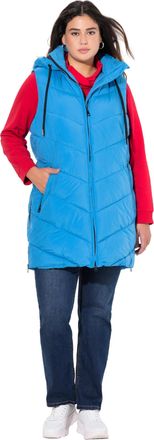 Ulla Popken Damen große Größen Übergrößen Plus Size HYPRAR Long-Steppweste, wasserabweisend, 2-Wege-Zipper