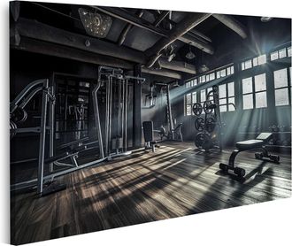 Islandburner Bild auf Leinwand Morgensonne im rustikalen Fitnessstudio f&uuml;r Fitnessraum Fitness-Enthusiasten Fitnessstudio Bilder Wandbilder Poster