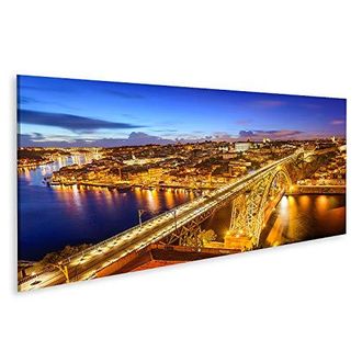 Islandburner Tableau sur toile Porto Portugal Skyline au-dessus du fleuve Douro Cadre Affiche Poster Murale Tableaux