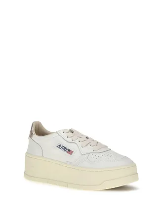 Autry Womens Medalist Platform Leather Sneakers Wht-Feather Upper: Leather; Sole: Rubber Wht/feather