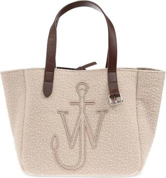 J.W.Anderson Femme, Sacs, Beige, Taille: ONE Size Logo Embossed Textured Tote Bag