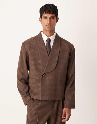 Asos Kastige Jacquard-Anzugjacke in Braun-Brown