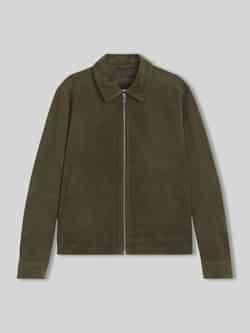 HUGO BOSS Regular Fit Lederjacke aus echtem Ziegelvelours