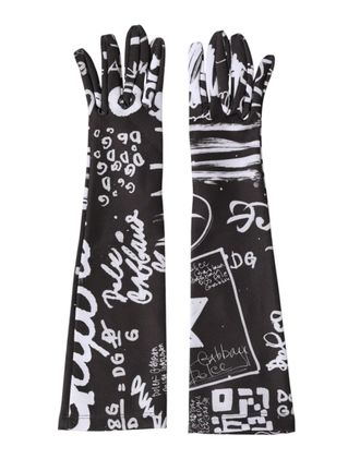 Dolce & Gabbana Womens Dg Logo Elbow-Length Gloves Black