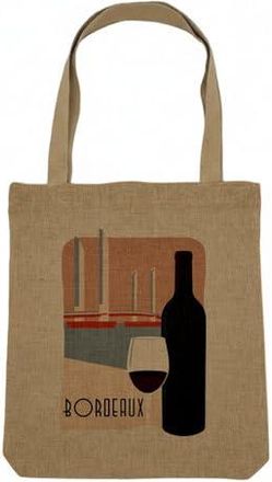 Fabulous Sac Shopping Tote Bag Aspect Lin - Bordeaux Vin France Ville Alcool Tourisme - Sac de Courses Toile Epaisse 360g Beige Naturel Cabas Port&eacute; Epaule Soli