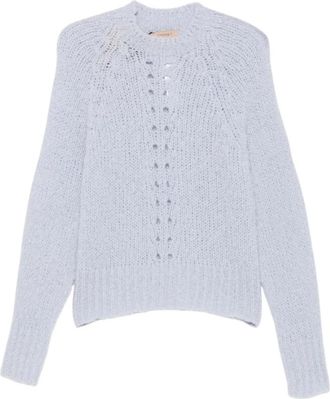 Twinset Pullover mit Rundhalsausschnitt und Lochmuster - - Knitwear - Damen - Blau - S