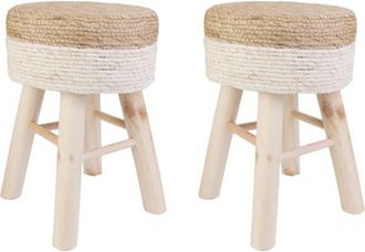 The Home Deco Factory Hocker Blue Lagoon, Kiefer/Polyester/Sperrholz, 29cm x 29cm x 43cm, Beige