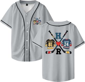 Generic HeatRivalry Hollander Rozanov T-shirt de baseball col en V unisexe &agrave; manches courtes Streetwear, gris, XXS